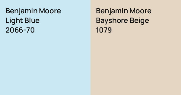 Benjamin Moore Light Blue vs. Benjamin Moore Bayshore Beige comparison