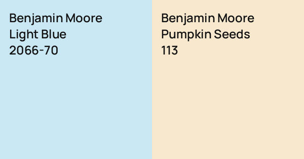 Benjamin Moore Light Blue vs. Benjamin Moore Pumpkin Seeds comparison