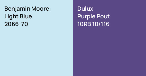 Benjamin Moore Light Blue vs. Dulux Purple Pout comparison
