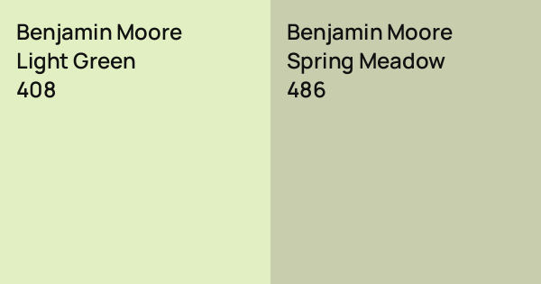Benjamin Moore Light Green vs. Benjamin Moore Spring Meadow comparison