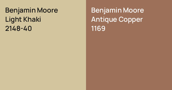 Benjamin Moore Light Khaki vs. Benjamin Moore Antique Copper comparison