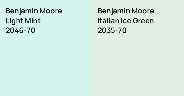 Benjamin Moore Light Mint vs. Benjamin Moore Italian Ice Green comparison