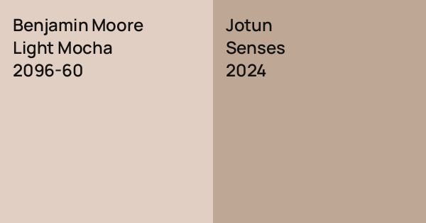 Benjamin Moore Light Mocha vs. Jotun Senses comparison