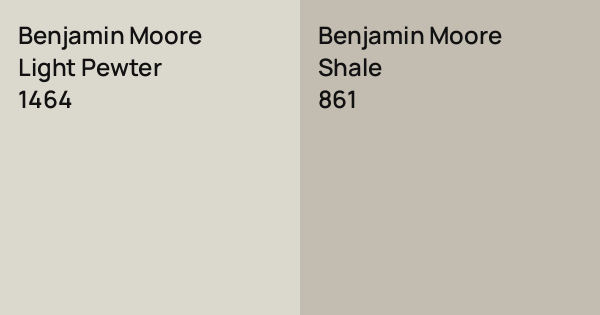 Benjamin Moore Light Pewter vs. Benjamin Moore Shale comparison
