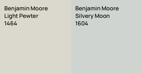 Benjamin Moore Light Pewter vs. Benjamin Moore Silvery Moon comparison