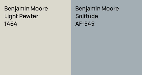 Benjamin Moore Light Pewter vs. Benjamin Moore Solitude comparison