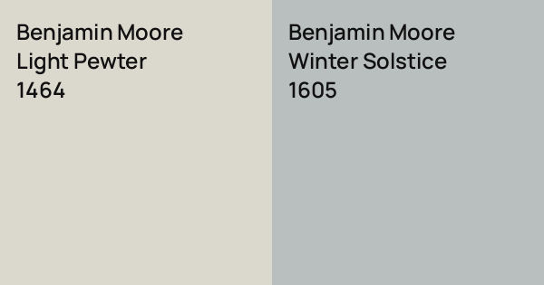Benjamin Moore Light Pewter vs. Benjamin Moore Winter Solstice comparison