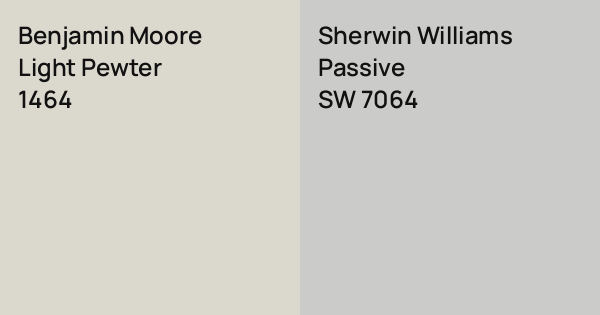 Benjamin Moore Light Pewter vs. Sherwin Williams Passive comparison