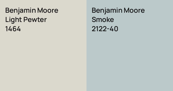 Benjamin Moore Light Pewter vs. Benjamin Moore Smoke comparison