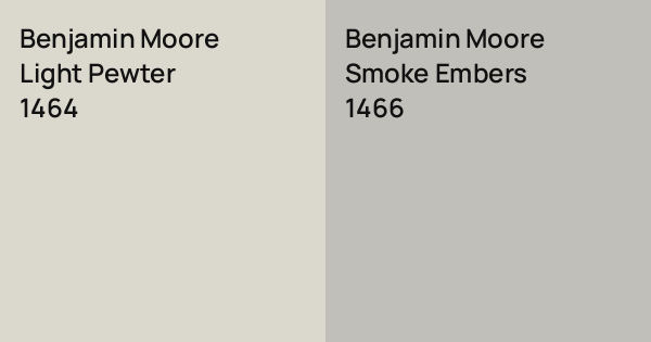 Benjamin Moore Light Pewter vs. Benjamin Moore Smoke Embers comparison