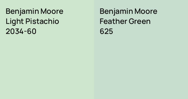 Benjamin Moore Light Pistachio vs. Benjamin Moore Feather Green comparison