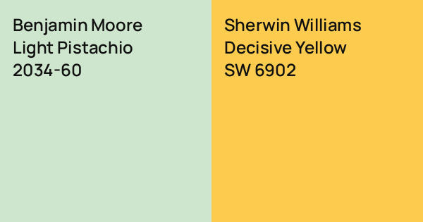 Benjamin Moore Light Pistachio vs. Sherwin Williams Decisive Yellow ...