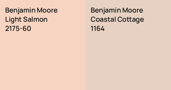 Benjamin Moore Light Salmon vs. Benjamin Moore Coastal Cottage comparison