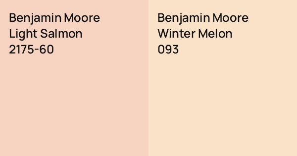 Benjamin Moore Light Salmon vs. Benjamin Moore Winter Melon comparison
