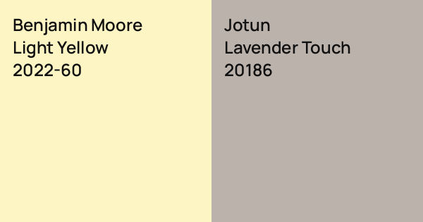 Benjamin Moore Light Yellow vs. Jotun Lavender Touch comparison