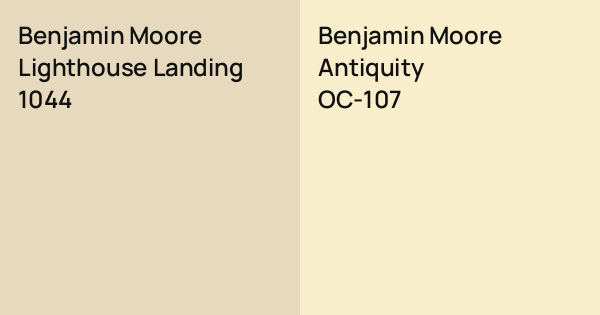 Benjamin Moore Lighthouse Landing vs. Benjamin Moore Antiquity comparison