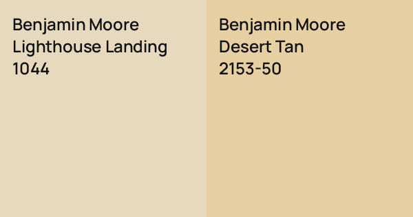 Benjamin Moore Lighthouse Landing vs. Benjamin Moore Desert Tan comparison
