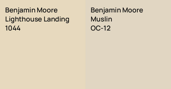 Benjamin Moore Lighthouse Landing vs. Benjamin Moore Muslin comparison