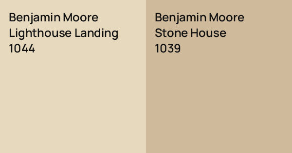 Benjamin Moore Lighthouse Landing vs. Benjamin Moore Stone House comparison