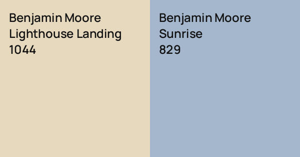 Benjamin Moore Lighthouse Landing vs. Benjamin Moore Sunrise comparison
