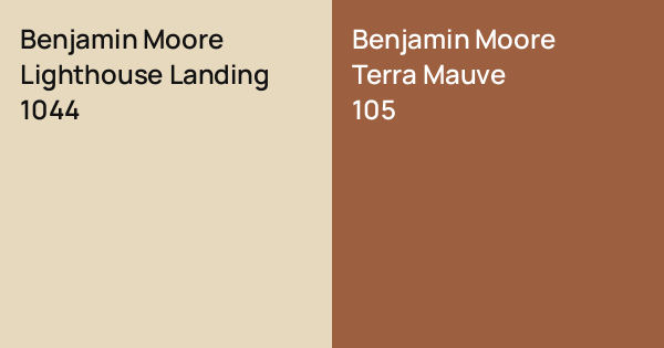 Benjamin Moore Lighthouse Landing vs. Benjamin Moore Terra Mauve comparison