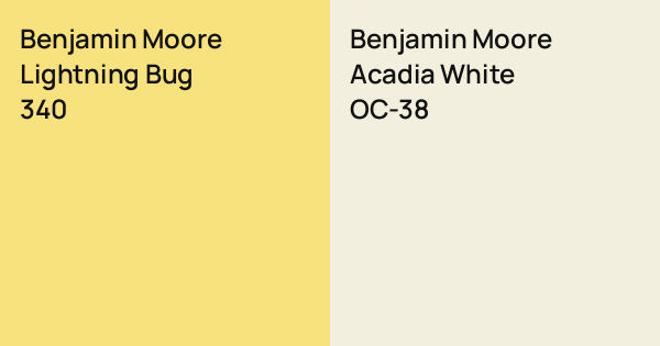 Benjamin Moore Lightning Bug vs. Benjamin Moore Acadia White comparison