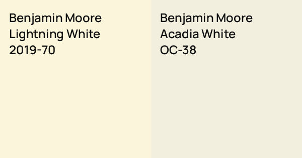 Benjamin Moore Lightning White vs. Benjamin Moore Acadia White comparison