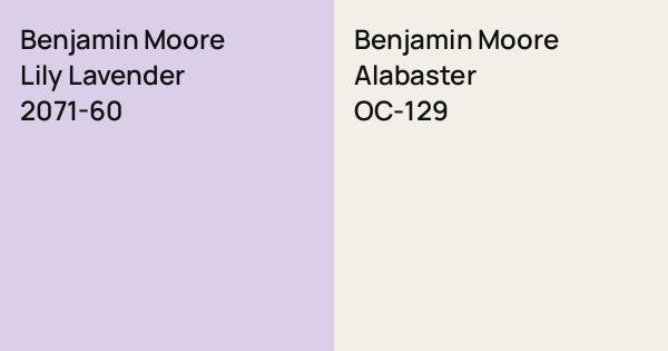 Benjamin Moore Lily Lavender vs. Benjamin Moore Alabaster comparison