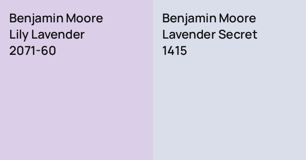 Benjamin Moore Lily Lavender vs. Benjamin Moore Lavender Secret comparison