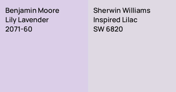 Benjamin Moore Lily Lavender vs. Sherwin Williams Inspired Lilac comparison
