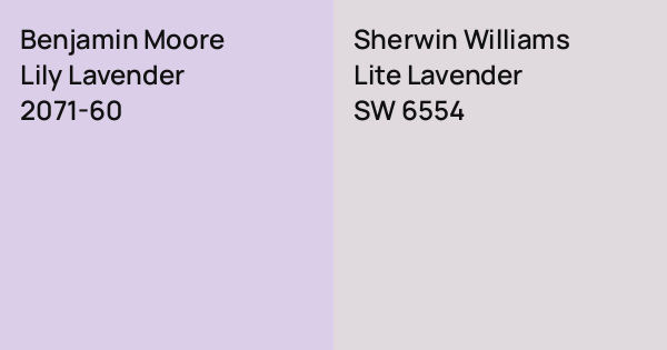 Benjamin Moore Lily Lavender vs. Sherwin Williams Lite Lavender comparison