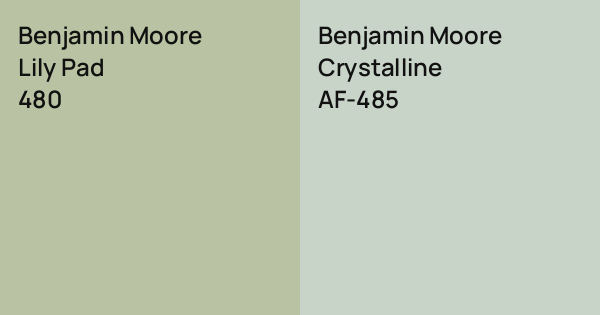 Benjamin Moore Lily Pad vs. Benjamin Moore Crystalline comparison