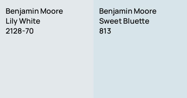 Benjamin Moore Lily White vs. Benjamin Moore Sweet Bluette comparison