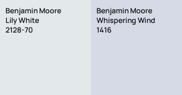 Benjamin Moore Lily White vs. Benjamin Moore Whispering Wind comparison