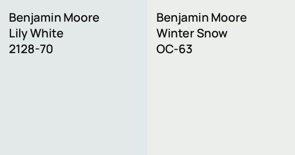 Benjamin Moore Lily White vs. Benjamin Moore Winter Snow comparison