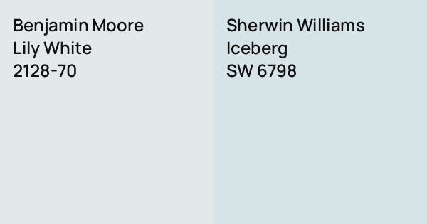 Benjamin Moore Lily White vs. Sherwin Williams Iceberg comparison