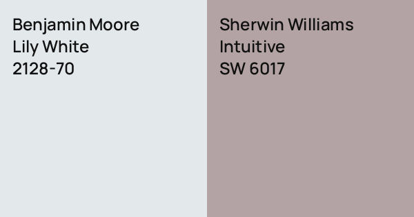 Benjamin Moore Lily White vs. Sherwin Williams Intuitive comparison