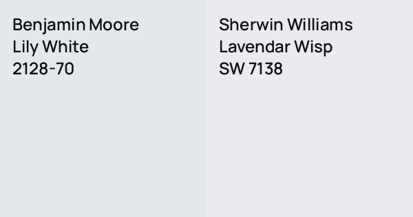 Benjamin Moore Lily White vs. Sherwin Williams Lavendar Wisp comparison