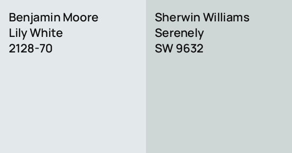 Benjamin Moore Lily White vs. Sherwin Williams Serenely comparison