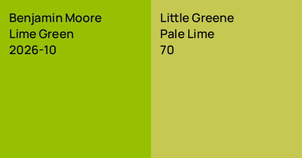 Benjamin Moore Lime Green vs. Little Greene Pale Lime comparison