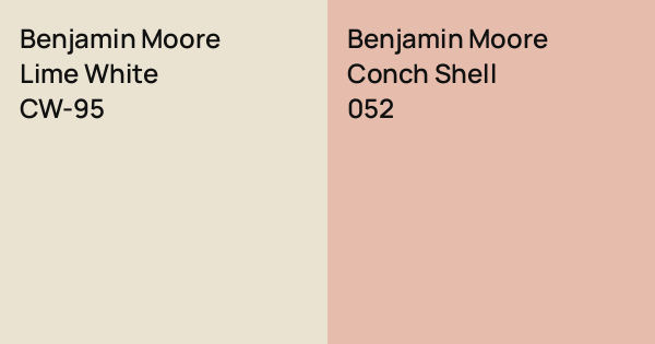 Benjamin Moore Lime White vs. Benjamin Moore Conch Shell comparison