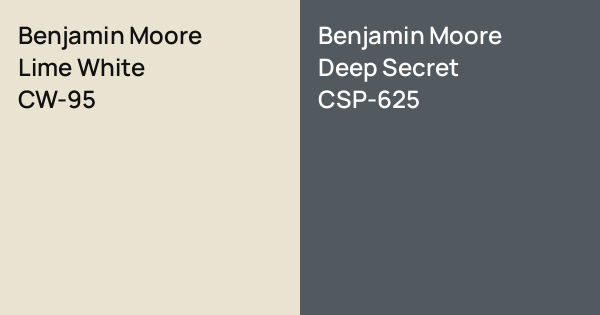 Benjamin Moore Lime White vs. Benjamin Moore Deep Secret comparison
