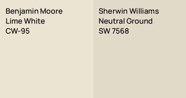 Benjamin Moore Lime White vs. Sherwin Williams Neutral Ground comparison