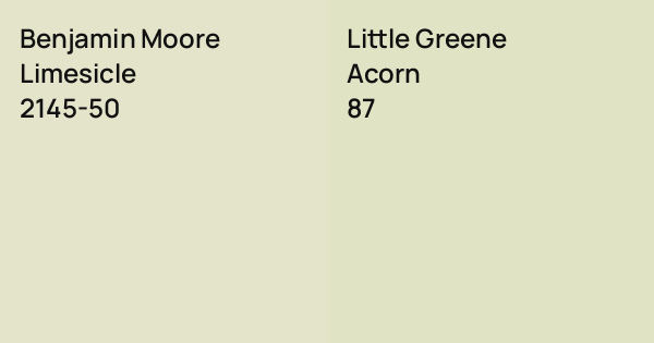 Benjamin Moore Limesicle vs. Little Greene Acorn comparison