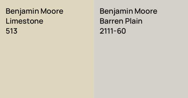 Benjamin Moore Limestone vs. Benjamin Moore Barren Plain comparison