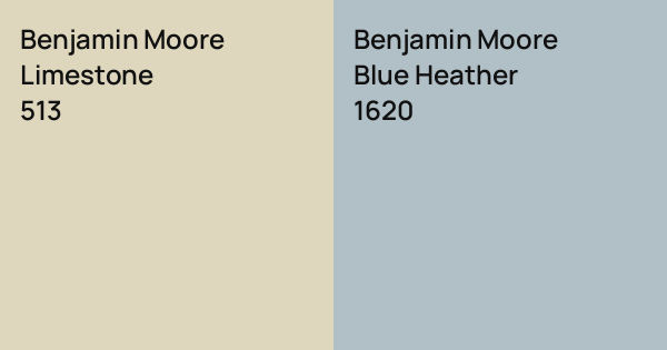 Benjamin Moore Limestone vs. Benjamin Moore Blue Heather comparison