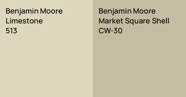 Benjamin Moore Limestone vs. Benjamin Moore Market Square Shell comparison