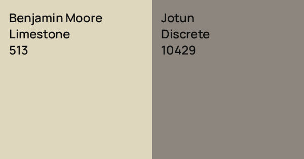 Benjamin Moore Limestone vs. Jotun Discrete comparison