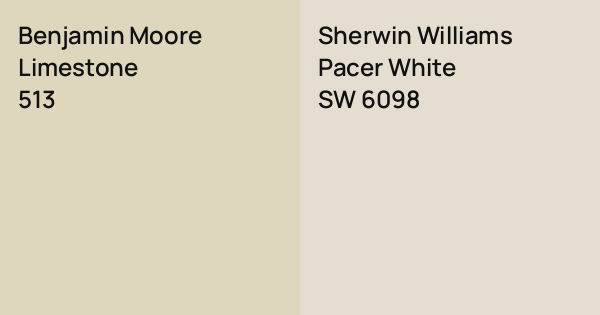 Benjamin Moore Limestone vs. Sherwin Williams Pacer White comparison