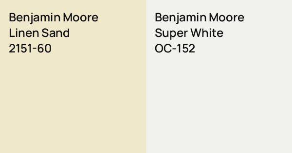 Benjamin Moore Linen Sand vs. Benjamin Moore Super White comparison